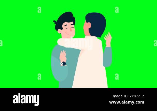 2d animated cartoon characters of two men who are friends and reconcile ...