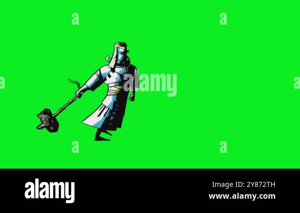 2d animated cartoon Violent male character walking from left to right ...