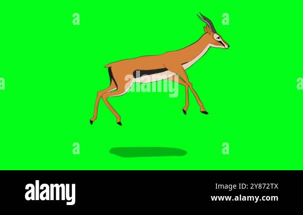2d animated cartoon Loop cycle of a deer or gazelle character running ...