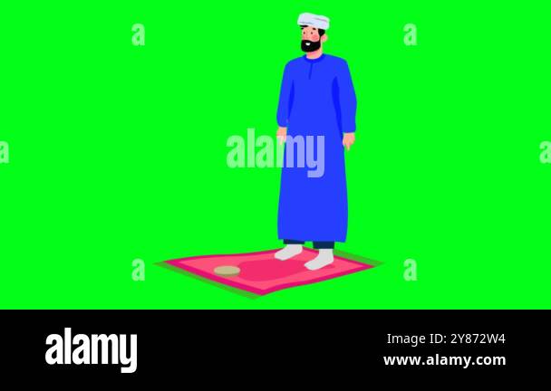 2d animated cartoon Muslim male man character praying islamic prayer ...