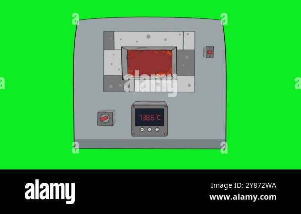 2d animated cartoon Melting and heating device for burning and cooking ...