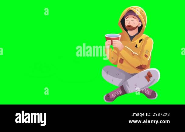 2d animated cartoon Feeding food the character of the poor and needy ...