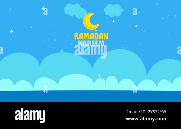 2d animated cartoon crescent moon for the month of Ramadan that shines ...