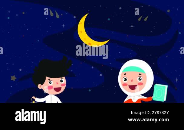 2d animated cartoon crescent-shaped moon that grows and shrinks and ...