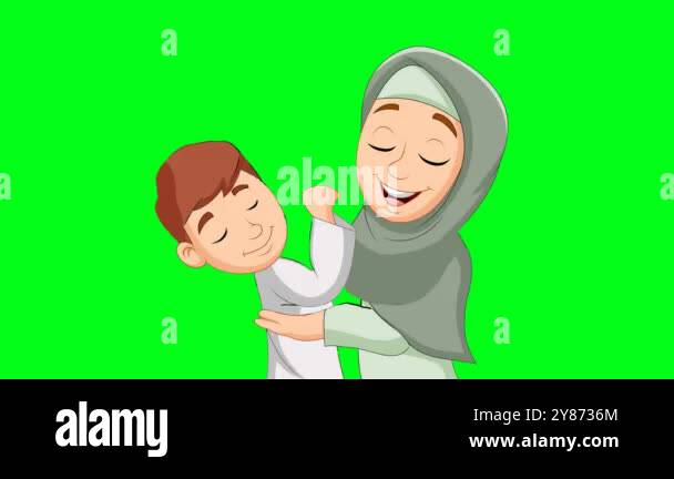 2d animated cartoon character of a woman or a mother who hugs her baby ...