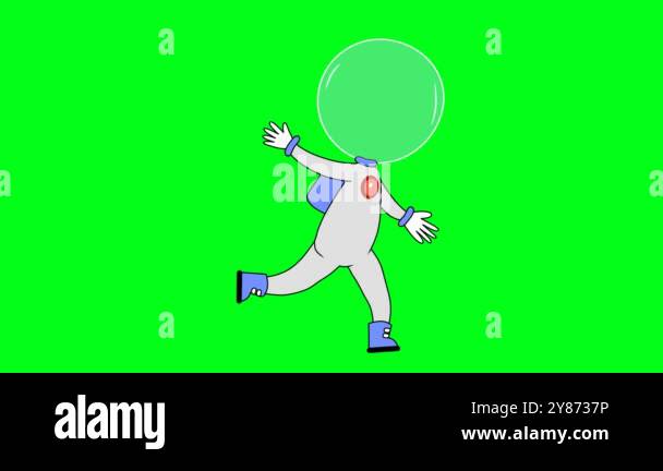2d animated cartoon Cycle loop of characters in astronaut suits ...
