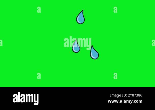 2d animated cartoon Drops of tears or water fall from top to bottom ...
