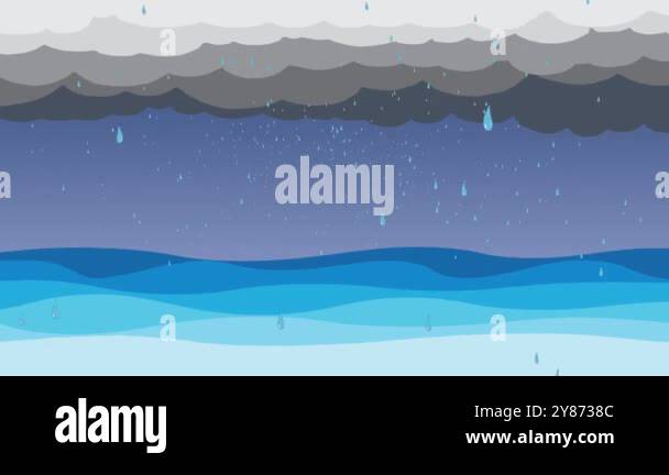 2d animated cartoon Sea and ocean background which is stormy weather ...