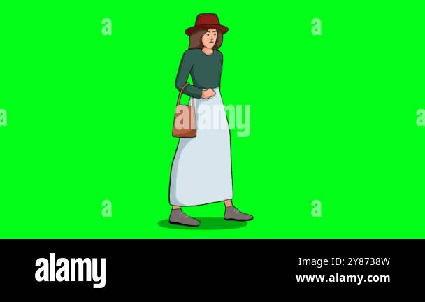 2d animated cartoon cycle loop of a classy female woman girl character ...