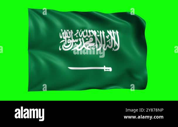 Saudi Arabia waving flag animation on green screen, perfect for chroma ...