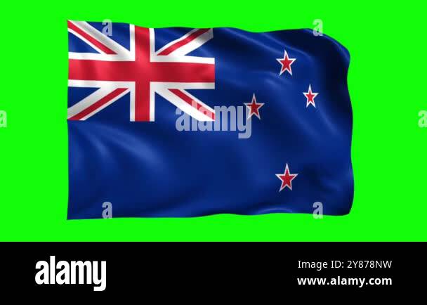 New Zealand waving flag animation on green screen, perfect for chroma ...