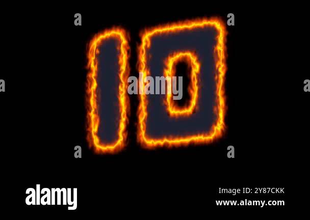 number 10 on fire animation. flame video 4K Stock Video Footage - Alamy