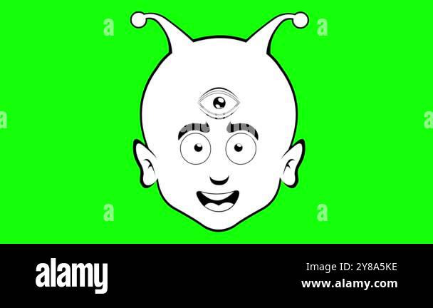 video drawing animation face character alien, extraterrestrial or ...