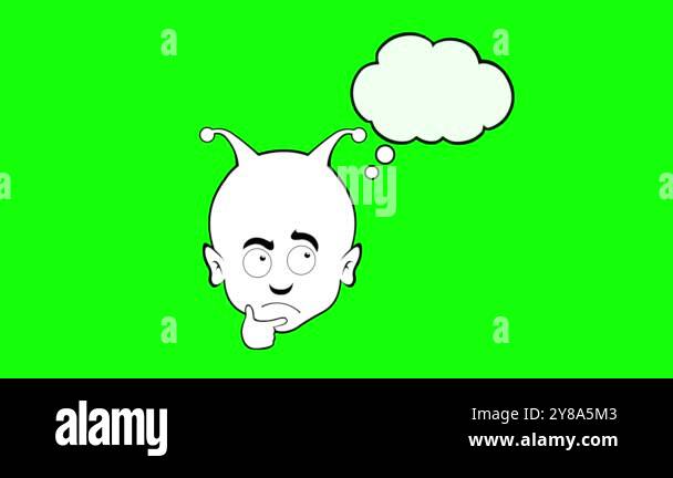 video drawing animation face character alien, extraterrestrial or ...