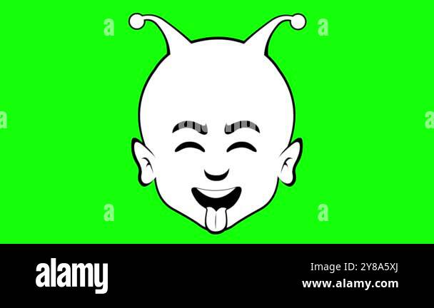 video drawing animation face character alien, extraterrestrial or ...