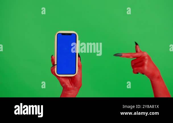 Scary hand showing gestures in studio. Creepy halloween devil monster ...