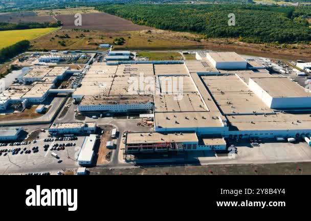 Territory of a large industrial plant. Aerial perspective on the ...