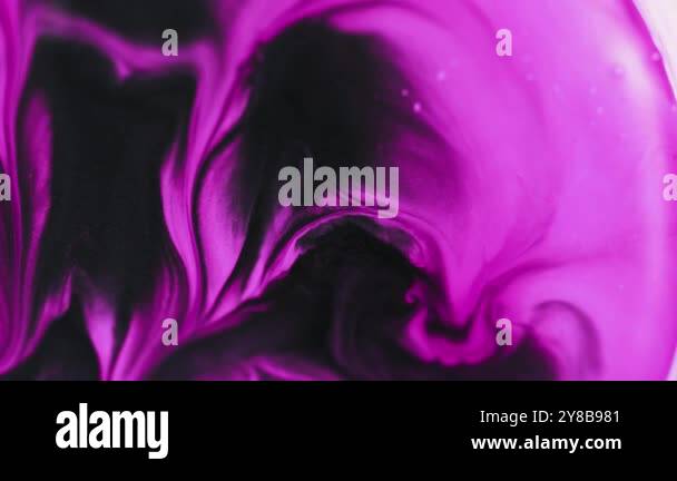 Acrylic paint spill. Ink drip. Defocused neon pink purple black color ...