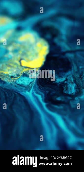 Vertical video. Glitter fluid splash. Ink wave. Defocused blue black ...