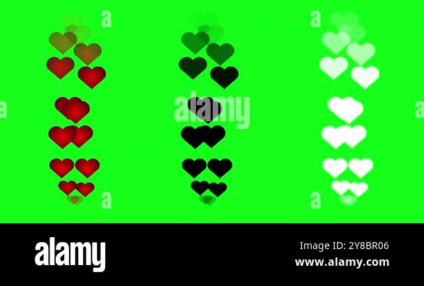 4K live reactions pack of colorful hearts icons in an alpha channel ...