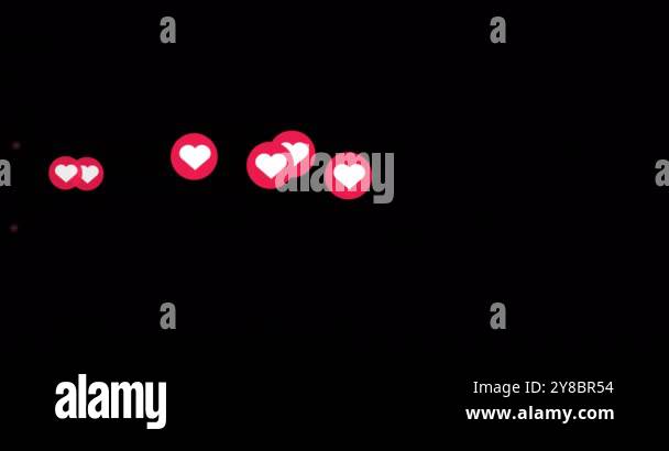 4K live reactions of heart icons in an alpha channel. Social media live ...