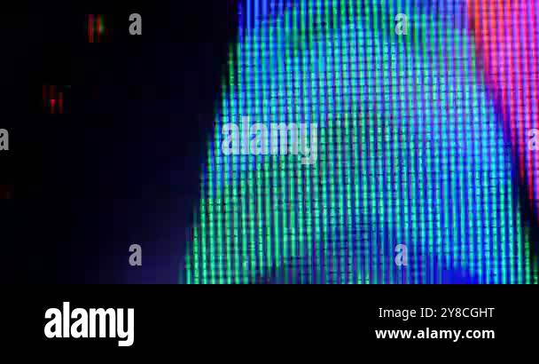 Extreme macro view of 4K LED matrix red, blue, and green sub-pixels ...