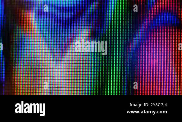 Extreme macro view of 4K LED matrix red, blue, and green sub-pixels ...