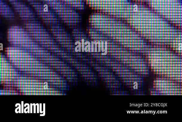 Extreme macro view of 4K LED matrix red, blue, and green sub-pixels ...