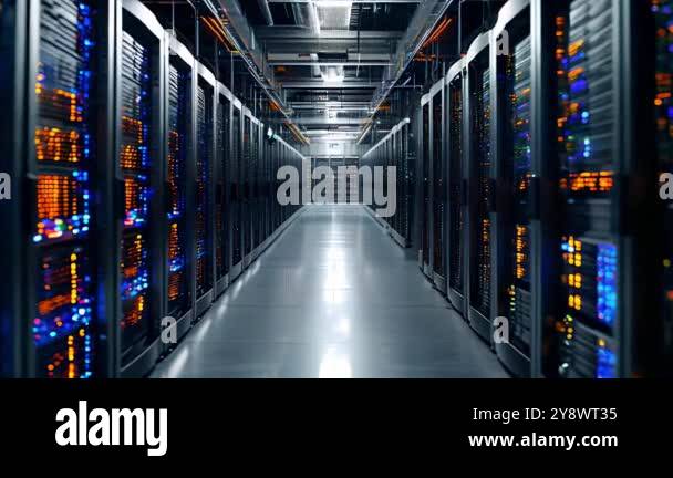Data Center or Server Room with rows of server racks. Server racks in ...