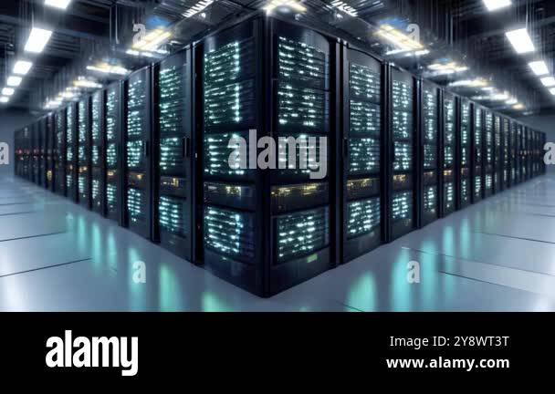 Data Center or Server Room with rows of server racks. Server racks in ...