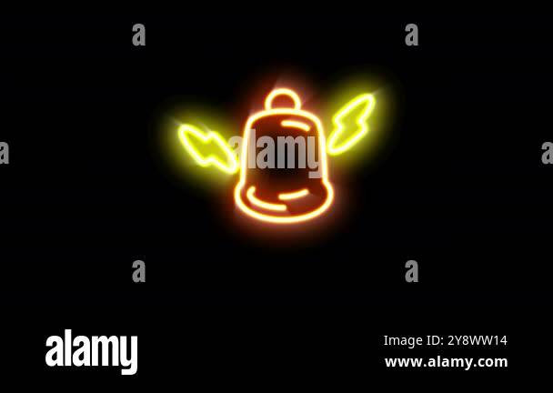The blinking neon light of time concept icon in the black background ...