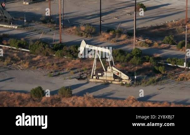 Aerial view of the oil rigs and wells in the Midway-Sunset shale oil ...