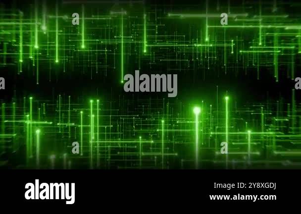 Seamless loop animation of flying through abstract digital space with ...