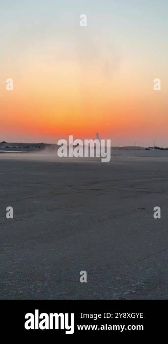 Whirlwind and dust devil in desert eroded ground are natural disasters ...
