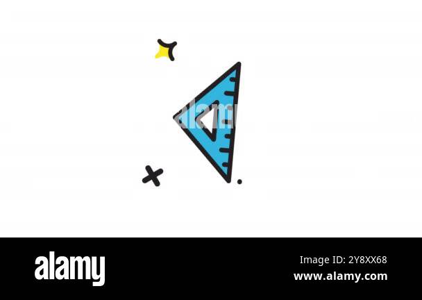 Animated triangle ruler icon . Seamless looping video with alpha ...
