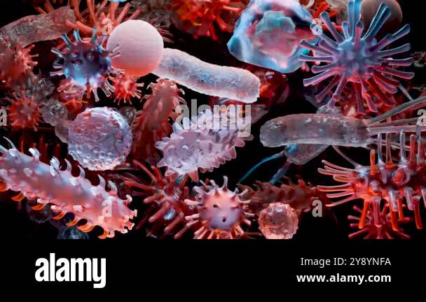 Different types of virus and bacteria and microbe and germs set ...