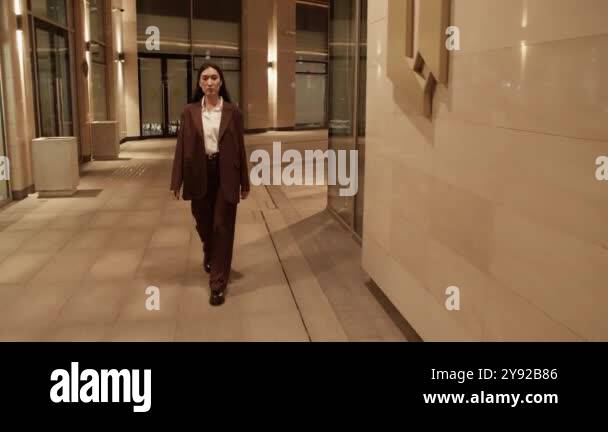 Real time tracking shot full body of young Asia female fashion model in ...