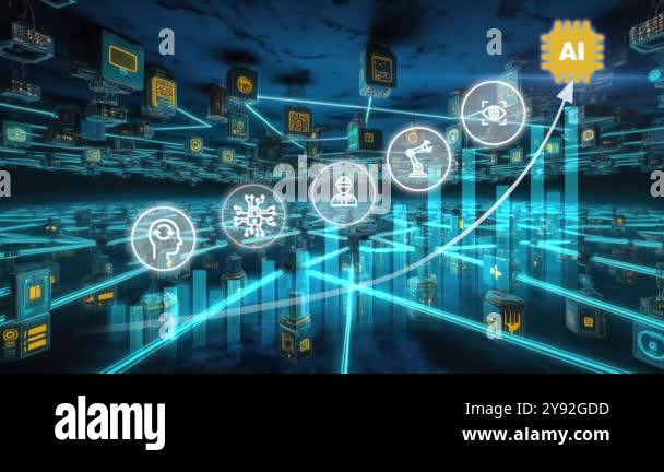 Artificial intelligence AI power digital transformation abstract ...