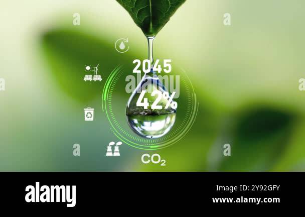 Net Zero Emission concept.Digital dashboard of CO2 level . Net Zero ...