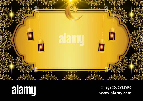 islamic golden frame with lantern green screen background Stock Video ...