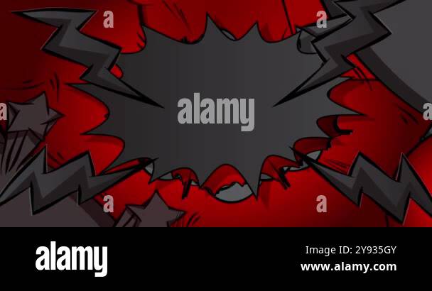 Cartoon black and red comic book background animation. Retro comics pop ...