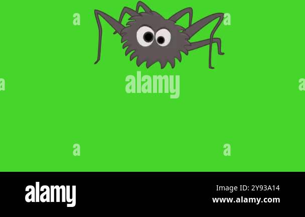 2d animated character of A cute dark spider with small and big eyes ...