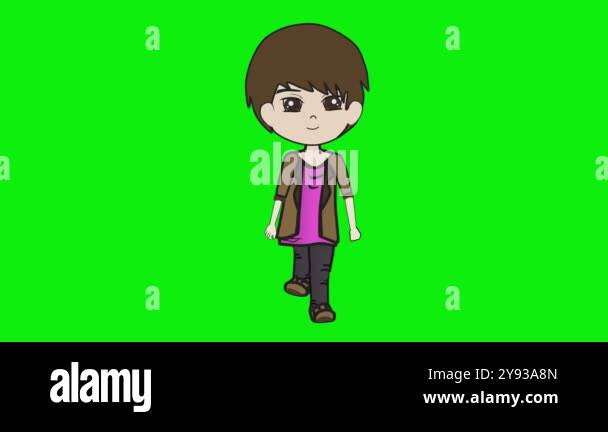2d animated character of Smiling little school boy with brown hair and ...