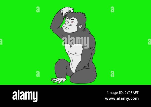 2d animated character of Monkey or gorilla or chimpanzee sitting on the ...
