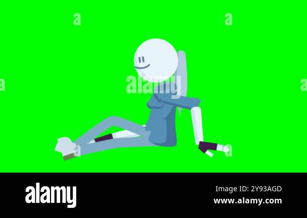 2d animated character of A woman dressed as a white snowman is sleeping ...