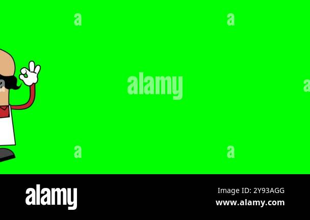 2d animated character of A happy proud chef man in a chef's uniform ...