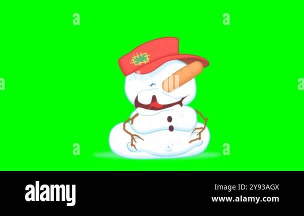 2d animated character of A white snowman with wooden hands and a ...