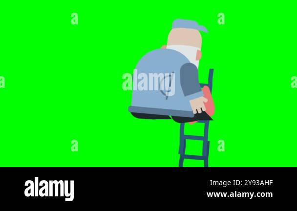2d animated character of An old man or a servant who is busy with ...