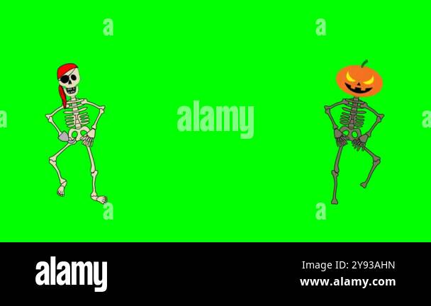 2d animated character of Two skeletons with different bones dancing and ...