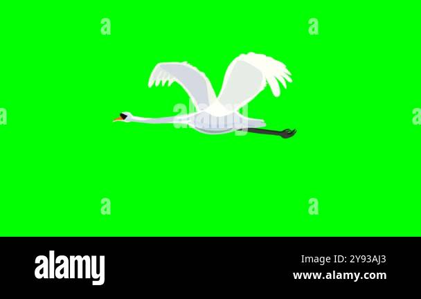 2d animated character of A big white bird duck or stork or sea bird ...